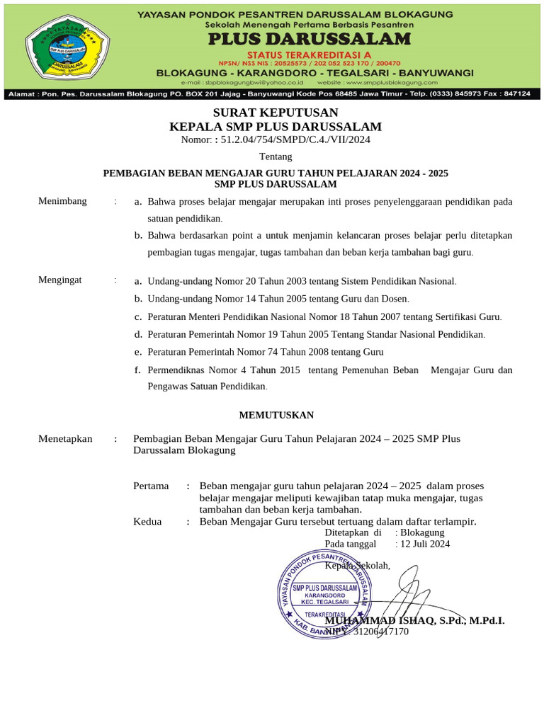 Format SK Tugas | PDF