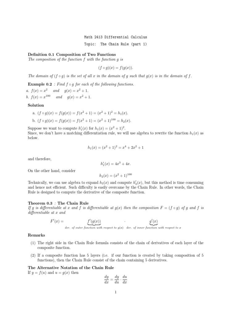 Chain Rule in Differential Calculus | PDF | Function (Mathematics ...
