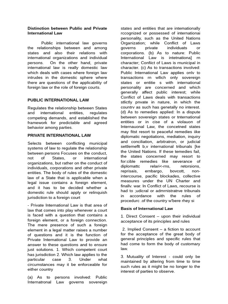 Public vs. Private International Law | PDF | International Law | Global ...