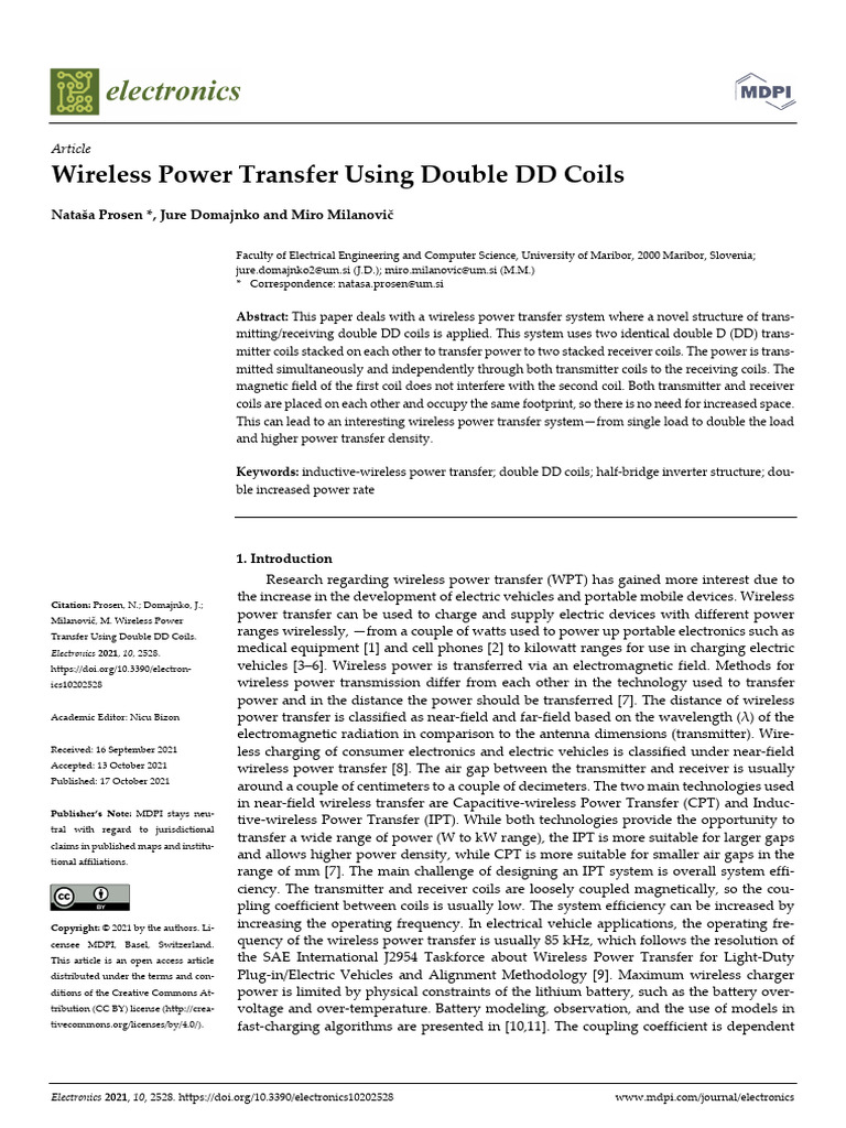 Wireless Power Transfer with Double DD Coils | PDF | Inductor | Inductance