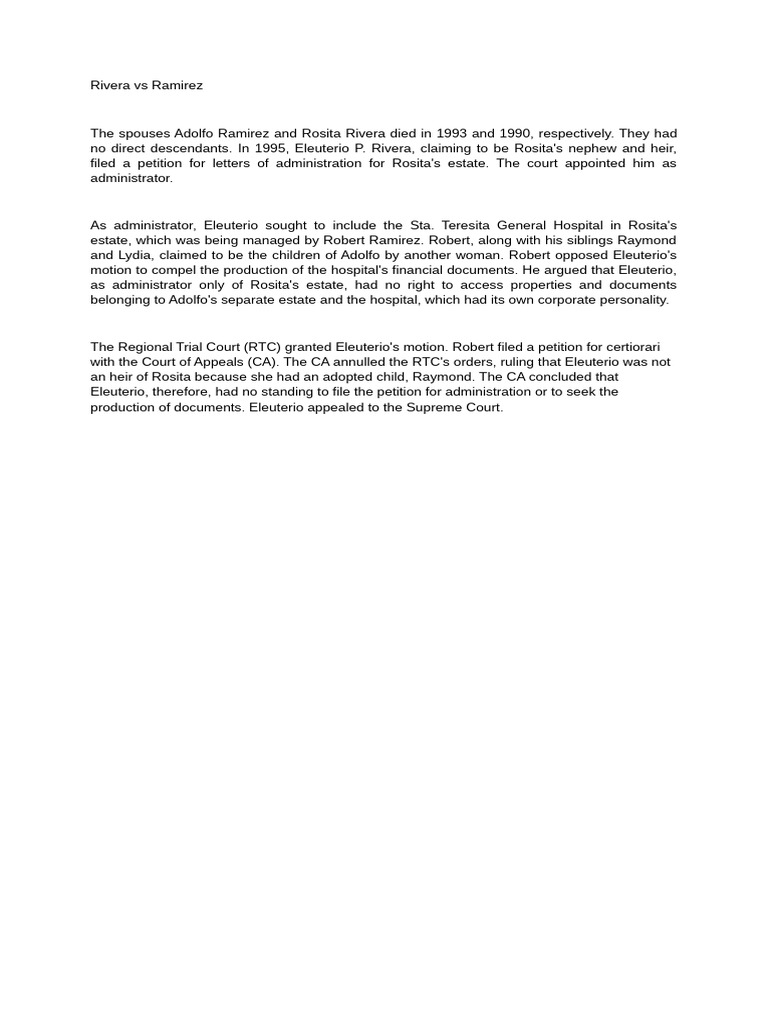 Rivera Vs Ramirez | PDF