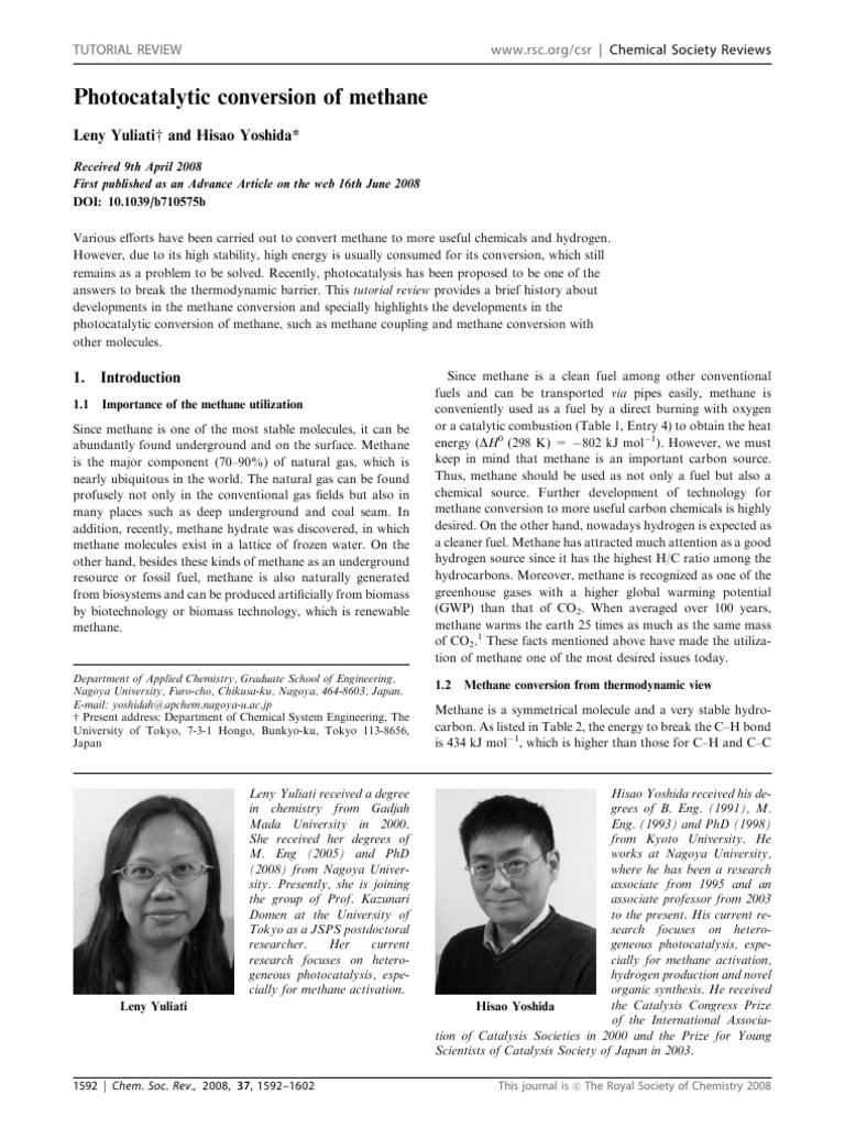 Photocatalytic Methane Conversion Insights | PDF | Chemical Reactions ...