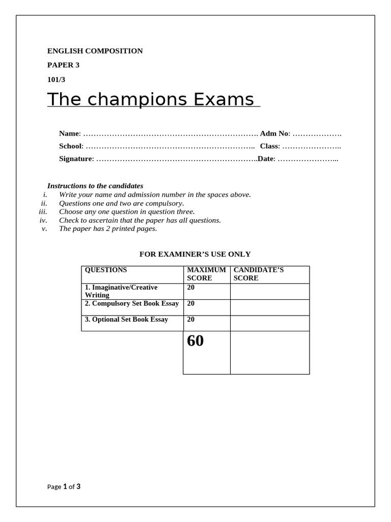 English Form 4 Paper 3 - Question Paper | PDF