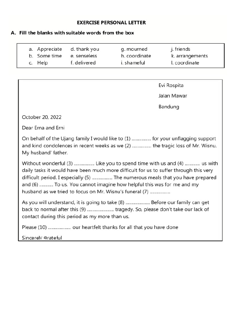 Exercise Personal Letter | PDF