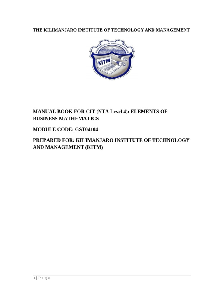 Business Mathematics Manual for CIT | PDF | Numbers | Present Value