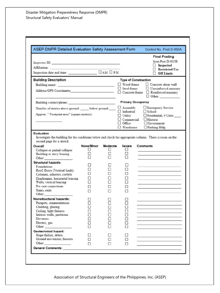 ASEP Structural Safety Evaluators Manual | PDF