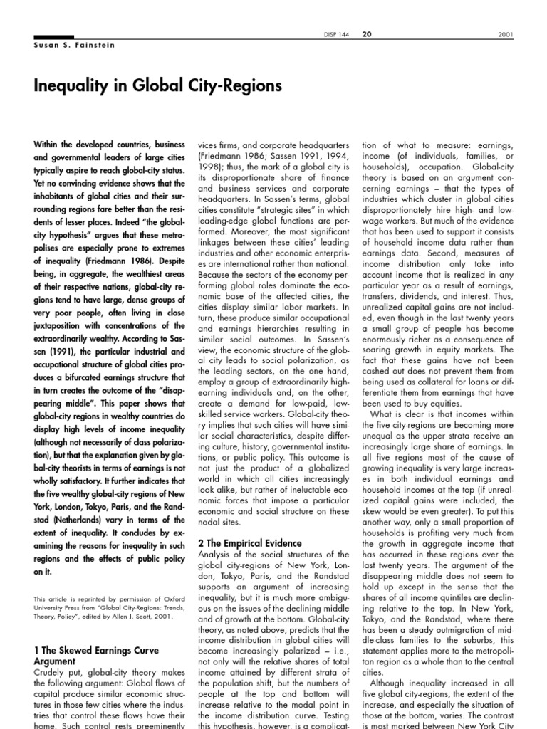 Inequality Trends in Global Cities | PDF | Economic Inequality ...