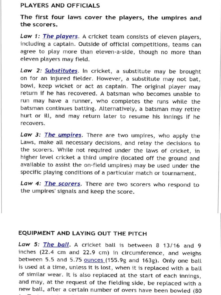 Basic Cricket Rules and Awardees | PDF | Cricket | Bowling (Cricket)