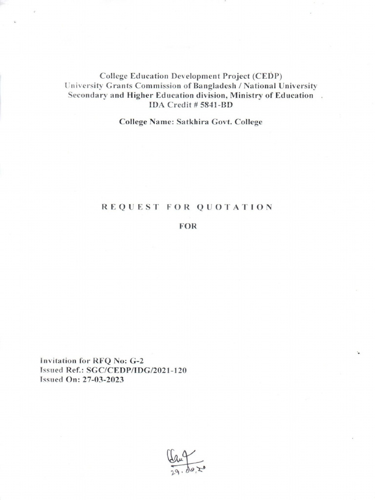 RFQ G 2 Document | PDF