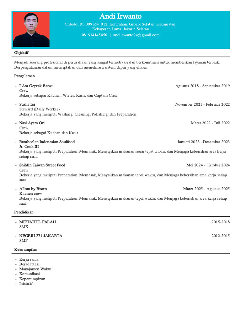 CV Andiirwanto.2025 | PDF