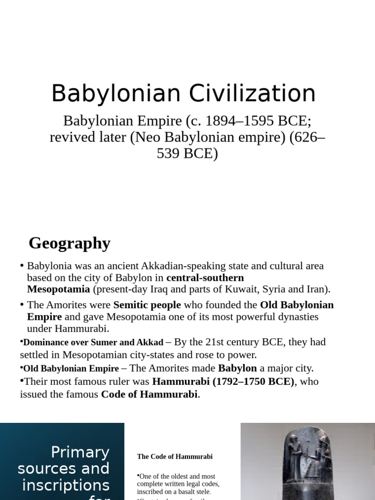 Babylonian Civilizatiom | PDF | Babylonia | Babylon
