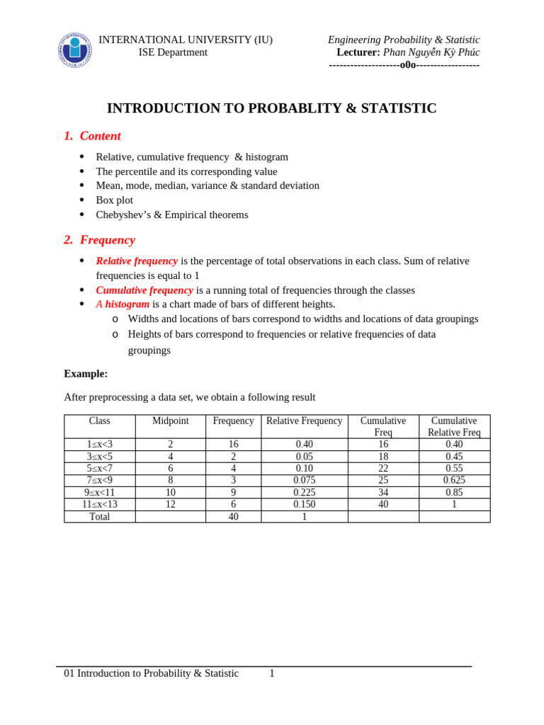 Introduction To Probability | PDF | Quartile | Percentile