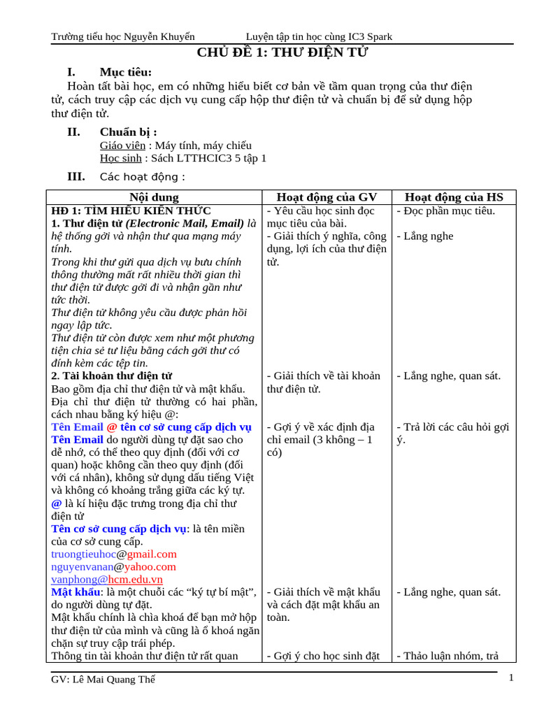 Giao An Luyen Tap Tin Hoc Cung Ic3 Spark Lop 5 | PDF