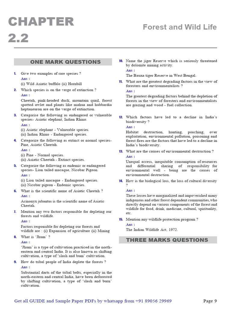 Cbjesscq22 (1) - Forests and Wildlife | PDF | Endangered Species ...