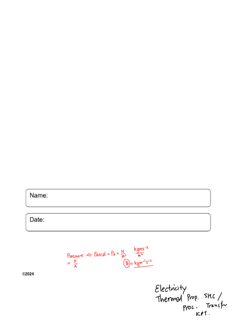 Revision Notes Physics 2025 Secondary 3 (Quantities To Pressure) (SST ...