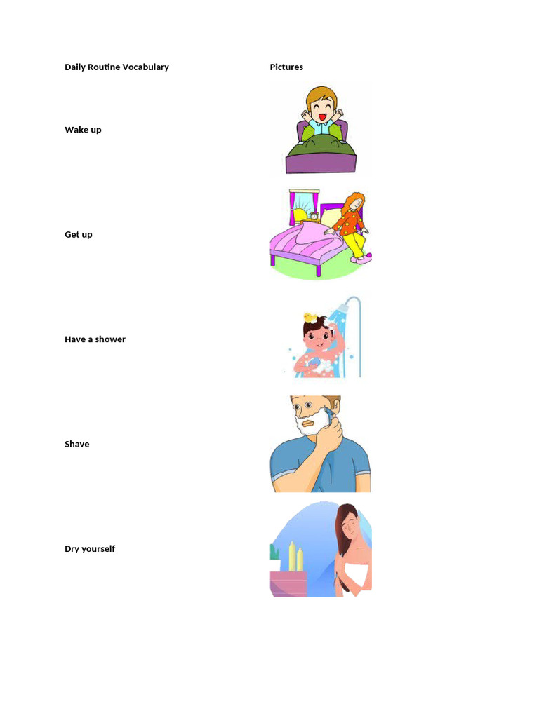 Daily Routine Vocabulary | PDF