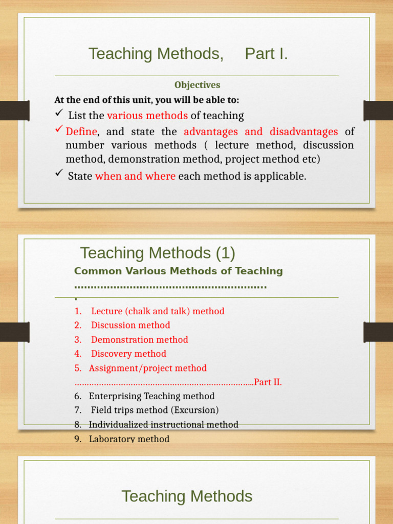 Comprehensive Guide to Teaching Methods | PDF | Communication ...