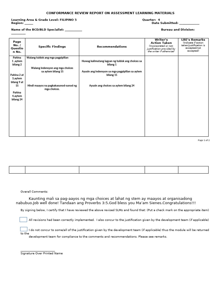 Conformance Conformance Report | PDF