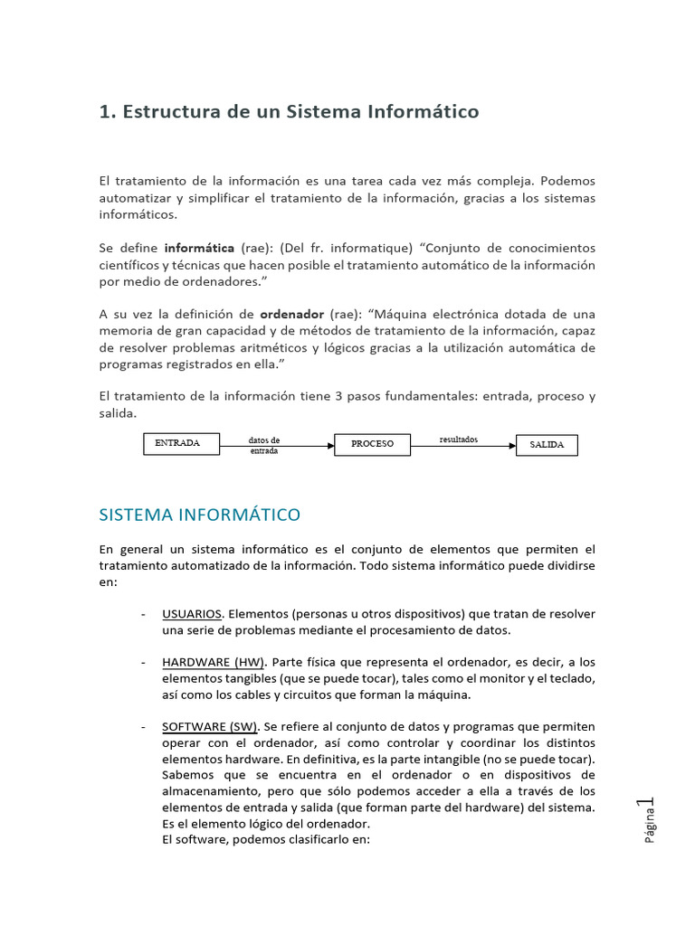 1 - 1 Estructura de Un Sistema Informático | PDF | Informática | Hardware de la computadora