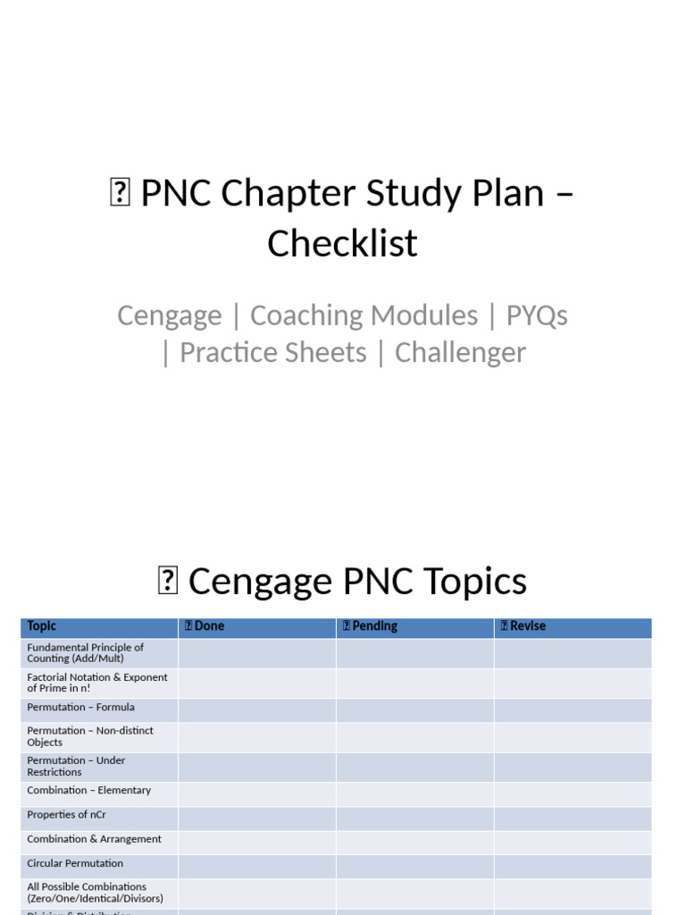 PNC Study Checklist | PDF