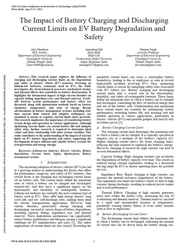 The Impact of Battery Charging and Discharging Current Limits On EV Battery Degradation and ...