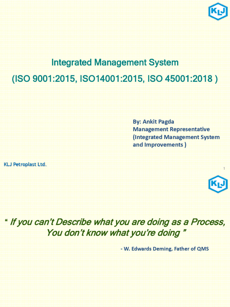 Integrated Management System Overview | PDF | Risk | Quality Management ...