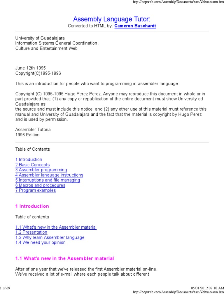 Assembly Language Tutor | PDF | Assembly Language | Central Processing Unit