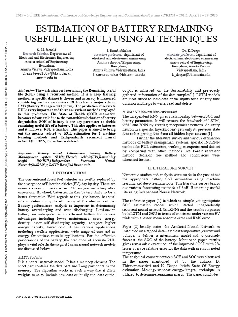 AI Techniques for Battery RUL Estimation | PDF | Applied Mathematics