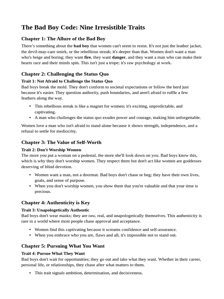 The Bad Boy Code: Nine Irresistible Traits | PDF | Body Language | Psychology