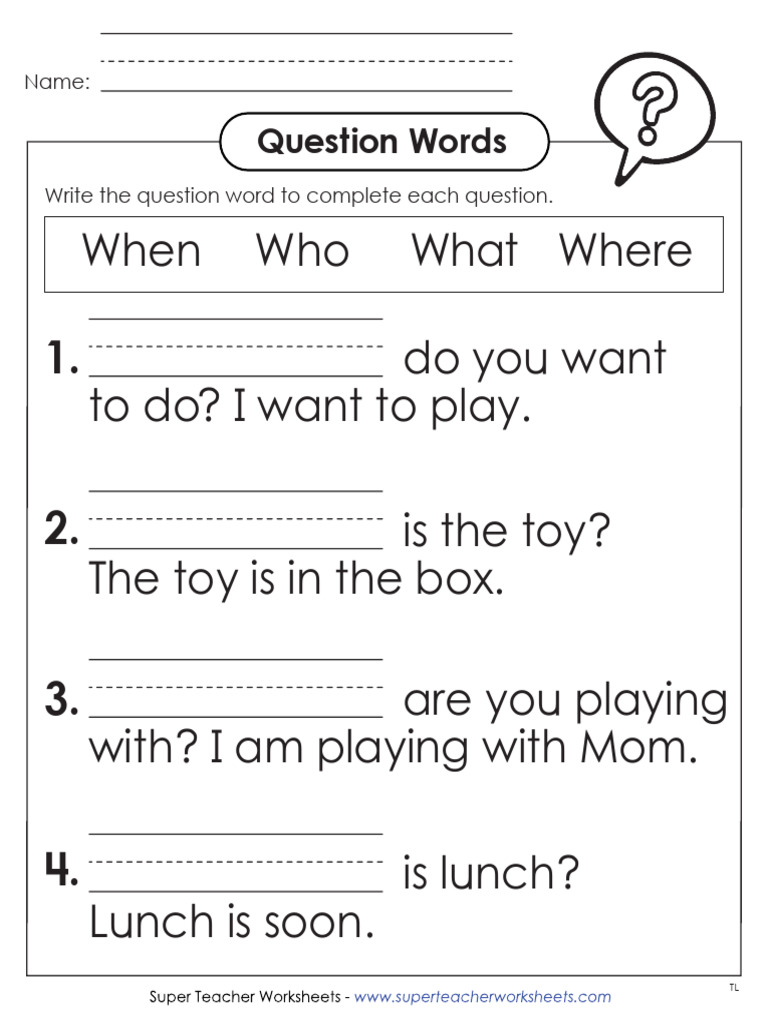 Question Words Fill in The Blank FILIN | PDF