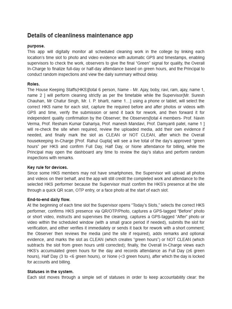 Cleanliness Maintenance App Overview | PDF | Mobile Computers | Computing