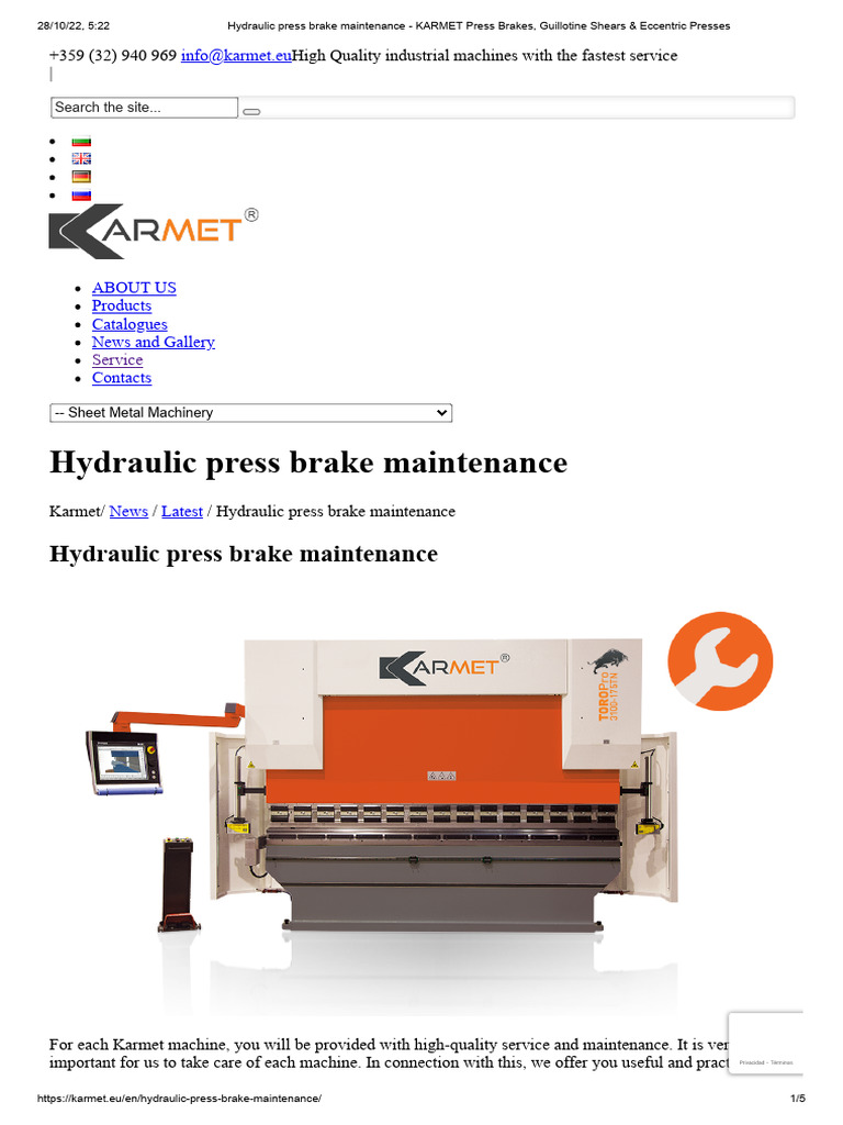 Hydraulic Press Brake Maintenance Guide | PDF | Mechanical Engineering