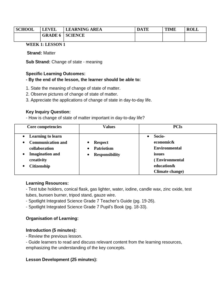 0721634274.TERM 2.Gr 6 Science and Technology Lesson Plans Term 2 | PDF ...
