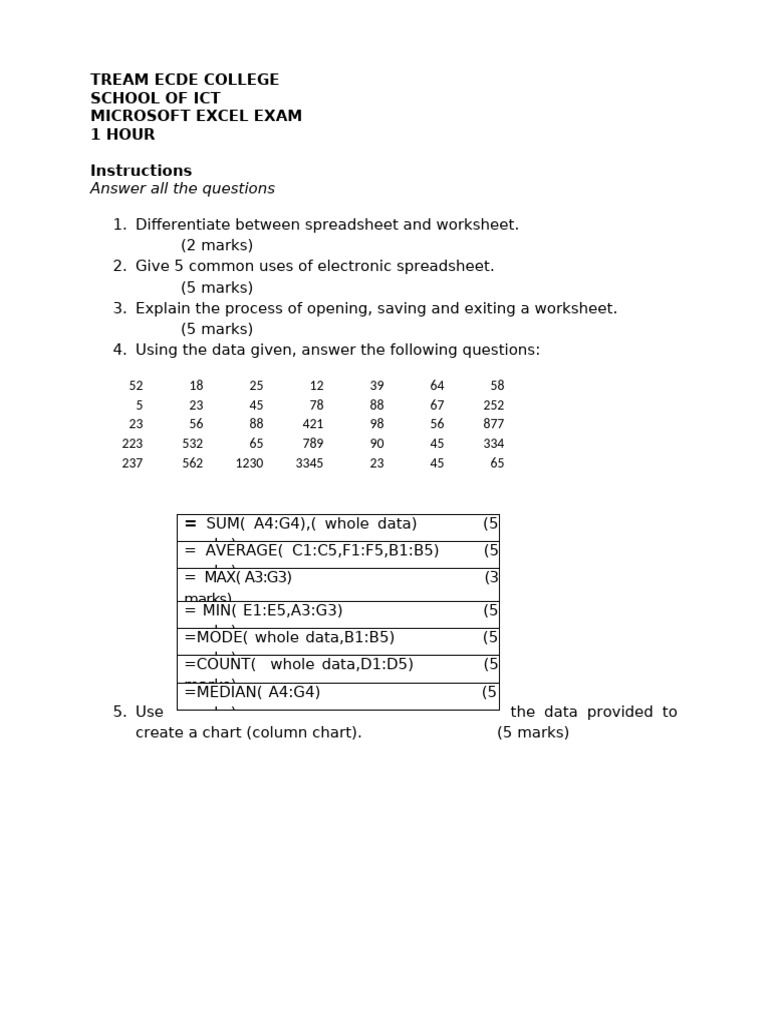 Microsoft Excel Exam 8 | PDF