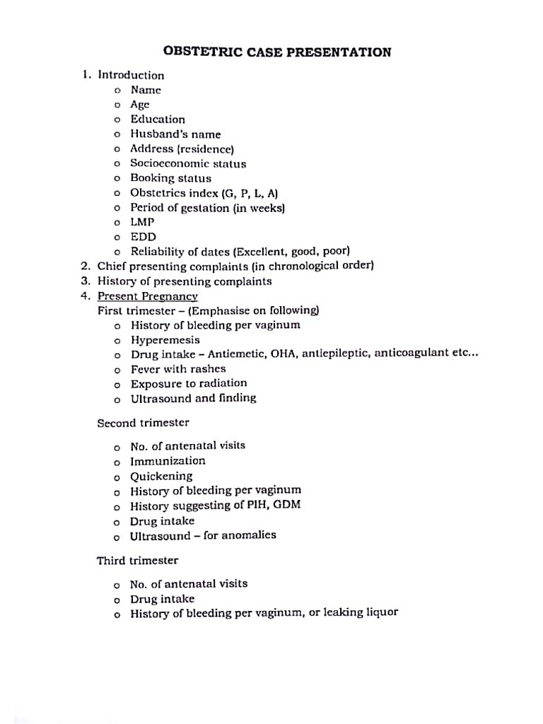 OBG Case Presentation Format | PDF
