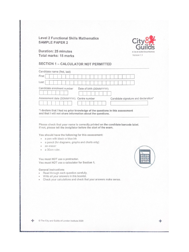 City and Guilds Functional Skills Level 2 Paper 2 | PDF