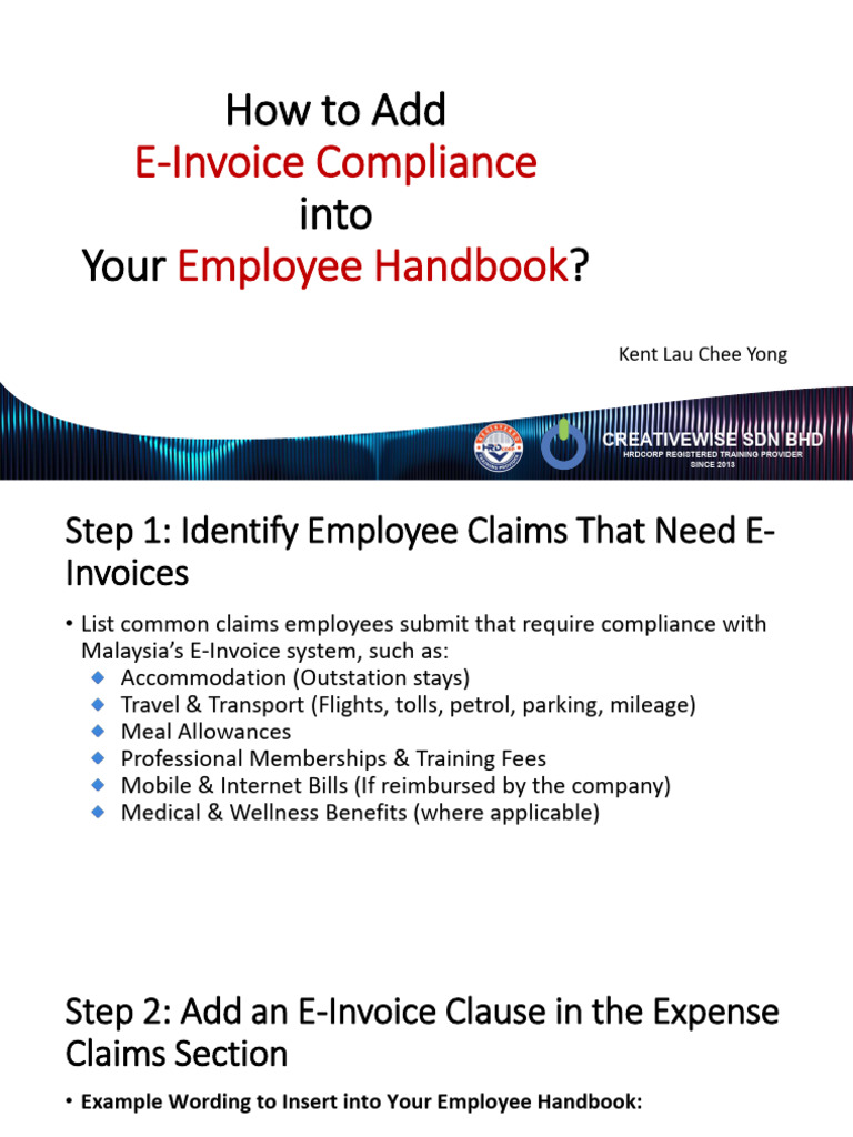 E-Invoice Compliance Into Your Employee Handbook | PDF | Invoice | Receipt