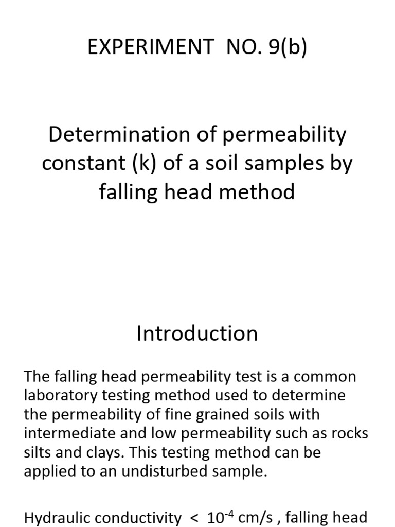 Experiment 9 (B) - Falling Head Permeability Test | PDF | Applied And ...