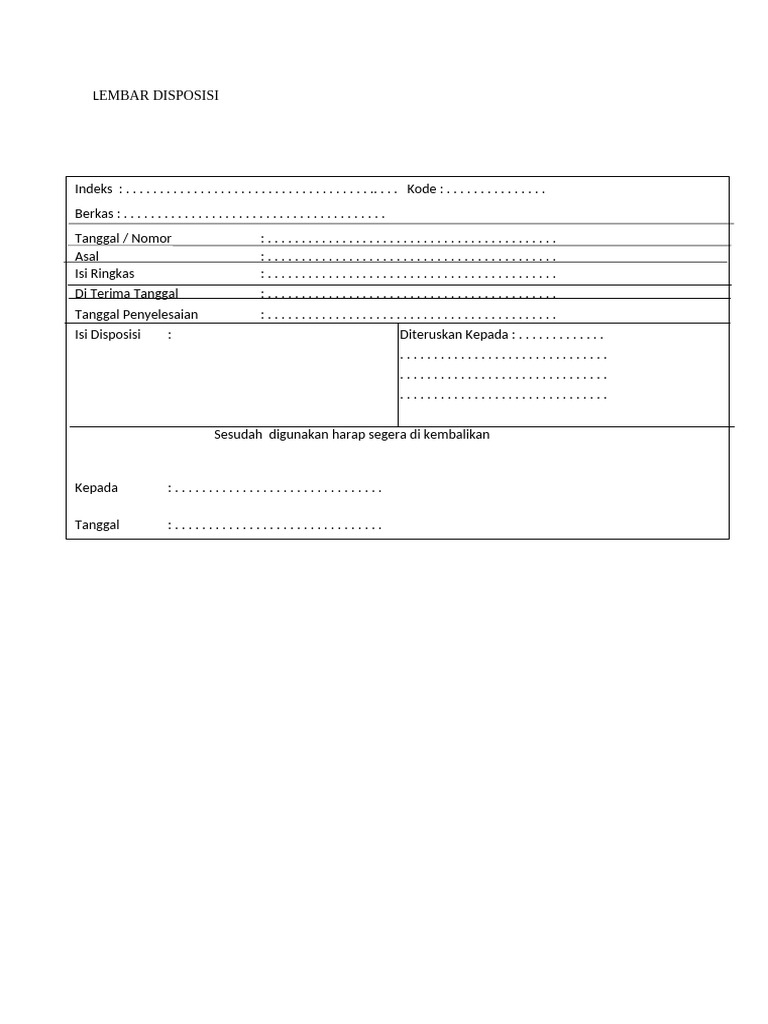 Lembar Disposisi | PDF