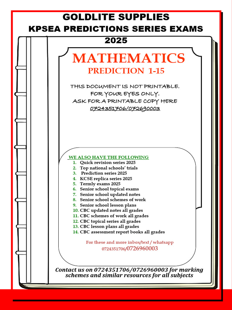 KPSEA Predictions and Marking Schemes | PDF | Mathematics | Number Theory