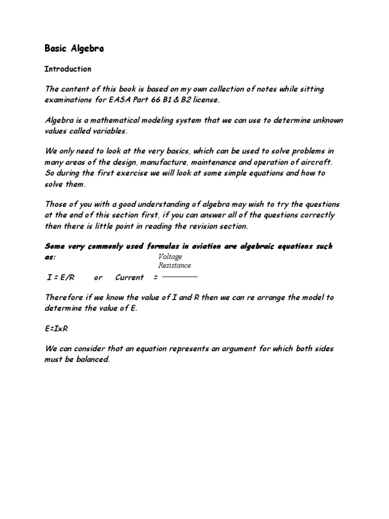 Basics of Algebra | PDF | Equations | Numbers