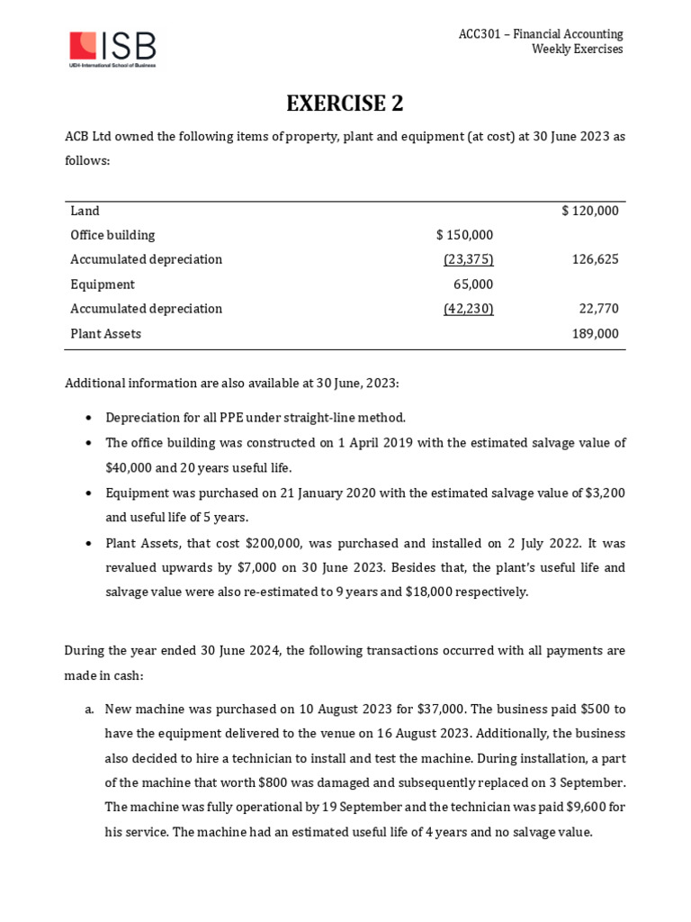 Exercise 2 - Tangible Assets | PDF | Depreciation | Accounting