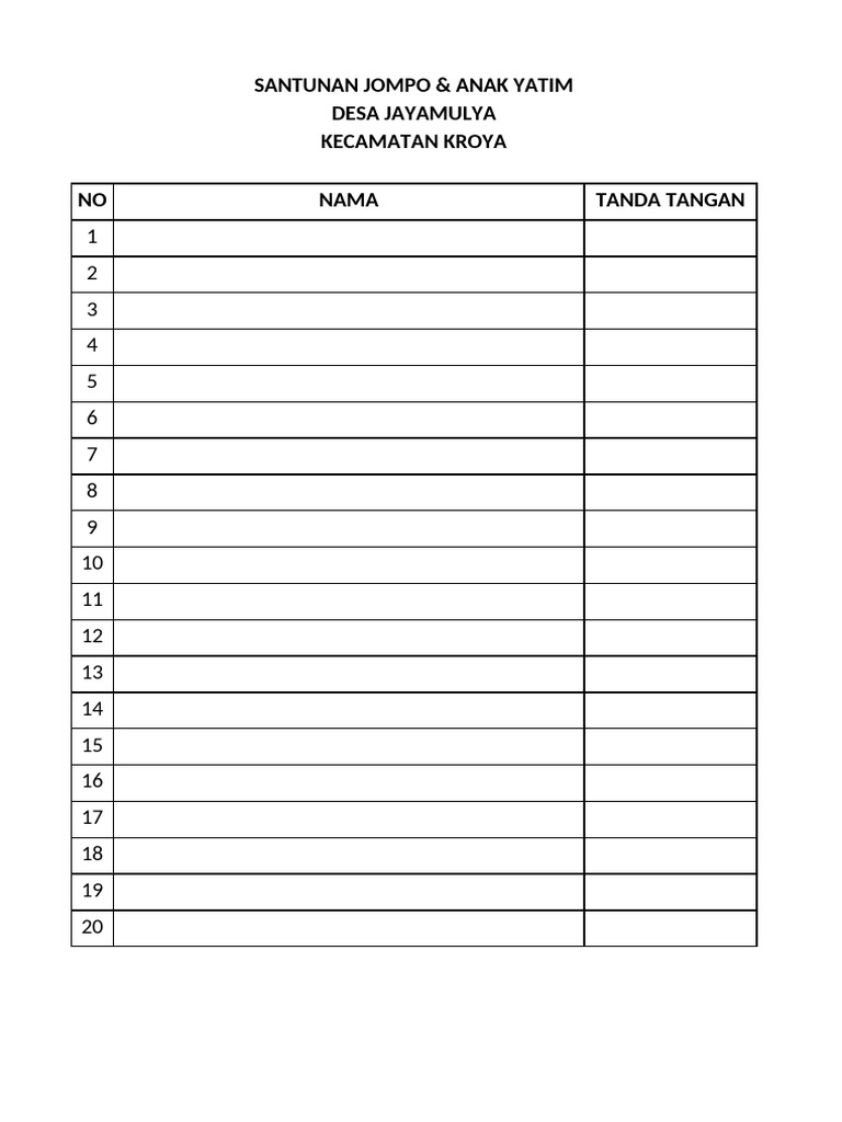 Tanda Terima Santunan Jompo & Anak Yatim | PDF