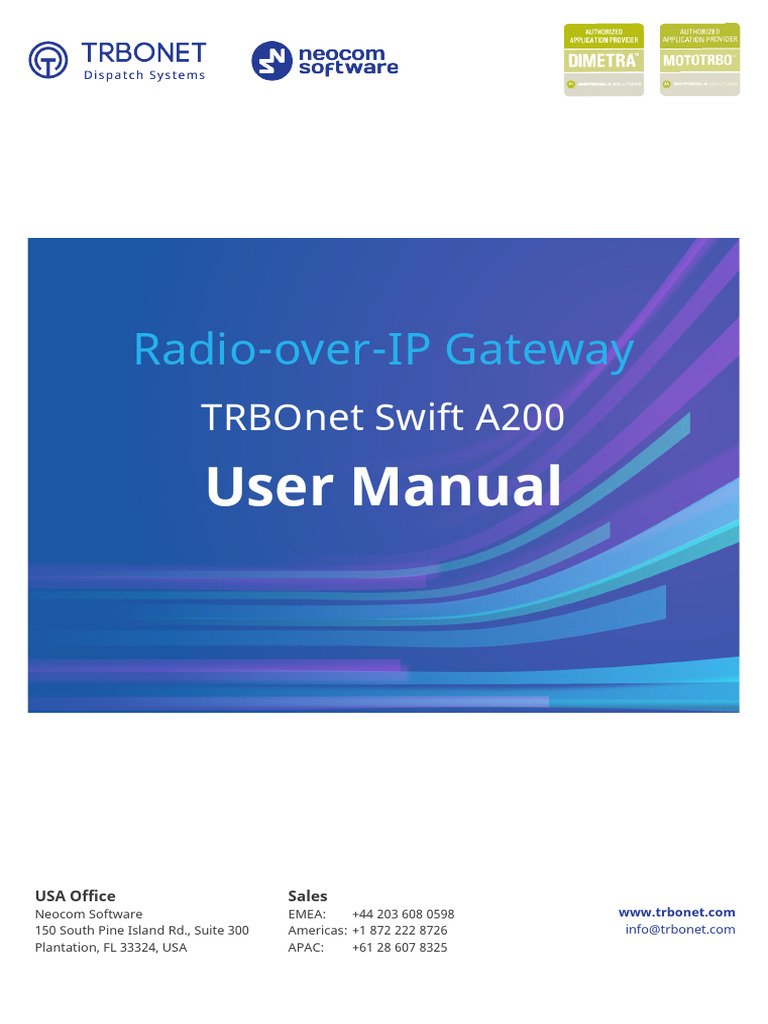 TRBOnet Swift A200 User Manual | PDF | Usb | Electrical Connector