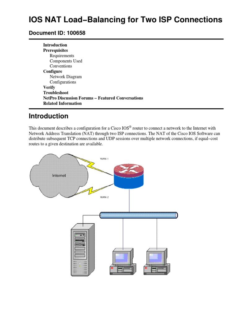 IOS NAT Load Balancing For Two ISP Connections | PDF