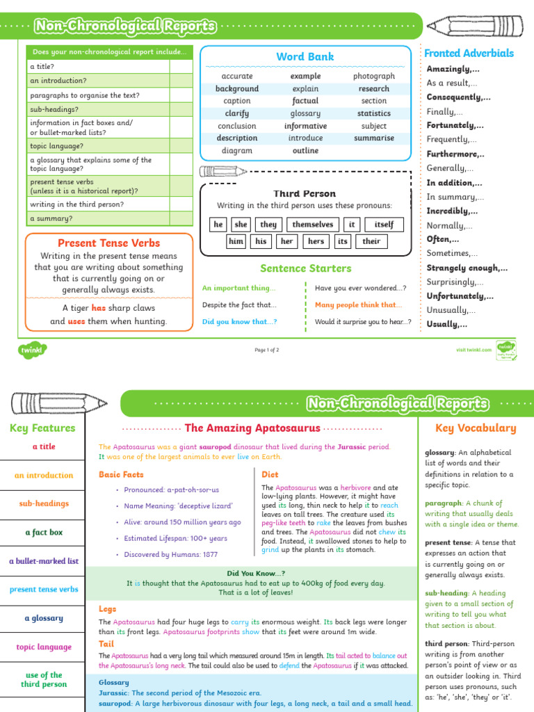 Non Chronological Organisers With Sample Text | PDF | Linguistics