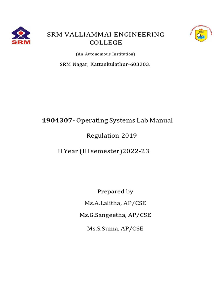 Operating Systems Lab Manual | PDF | Computer File | Computer Architecture