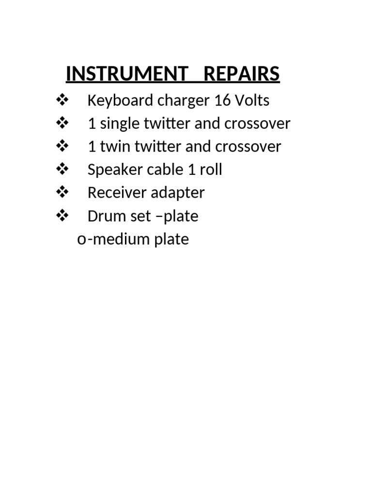Instrument Repairs | PDF