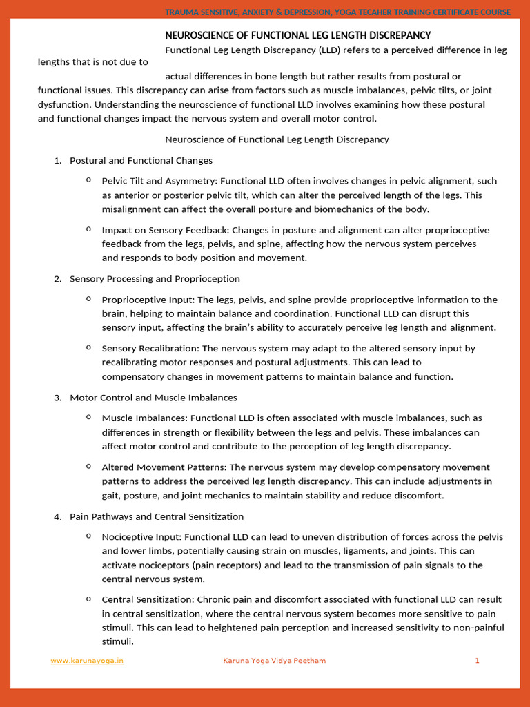 Neuroscience of Functional Leg Length Discrepancy | PDF | Pain ...