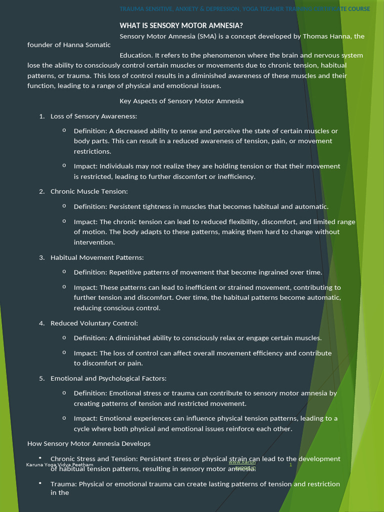 Understanding Sensory Motor Amnesia | PDF | Psychology | Psychological ...